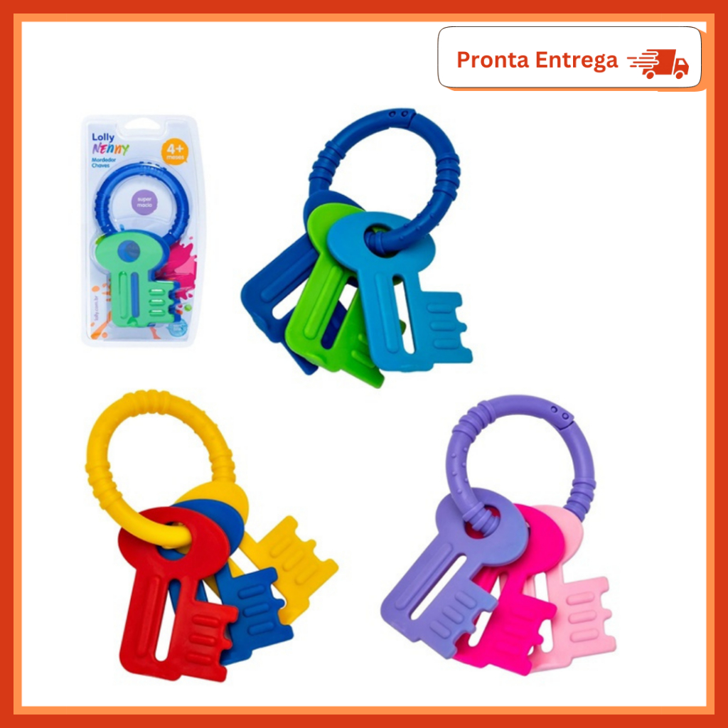Mordedor Bebê Alivia As Gengivas Chaves Chaveiro Lolly Nenny Cor Azul ...