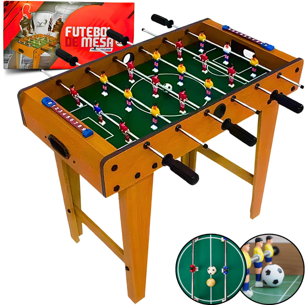 Pebolim Infantil Mesa de Pebolim de Madeira Totó Com Pés Futebol de ...