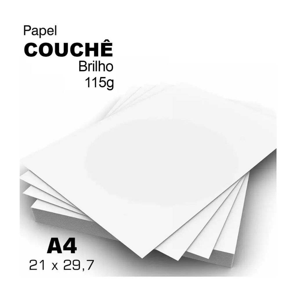 100 Folhas Papel Couche Brilho 115g A4 | Shopee Brasil