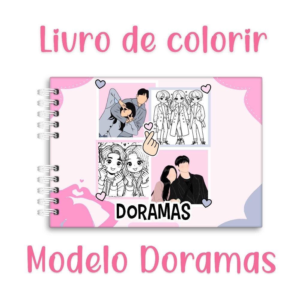 Livro de Colorir Universos de Doramas - 50 Páginas, Capa Dura e Pronta ...