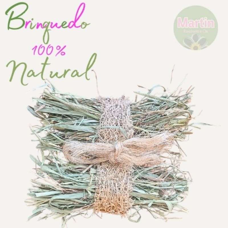Brinquedo natural de feno, bucha e sisal, enriquecimento ambiental ...