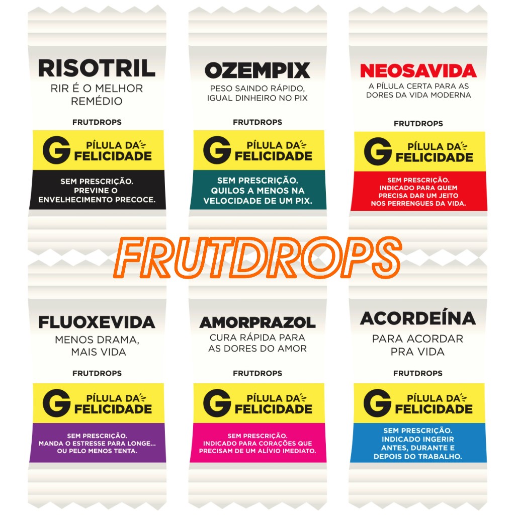 Balas DROPS Mastigável Já Personalizada - Divertida Humor Pílula ...