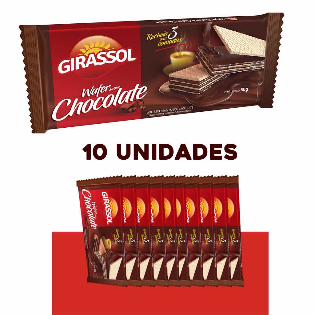 Bolacha Biscoito Wafer Chocolate 60g 10 un | Shopee Brasil