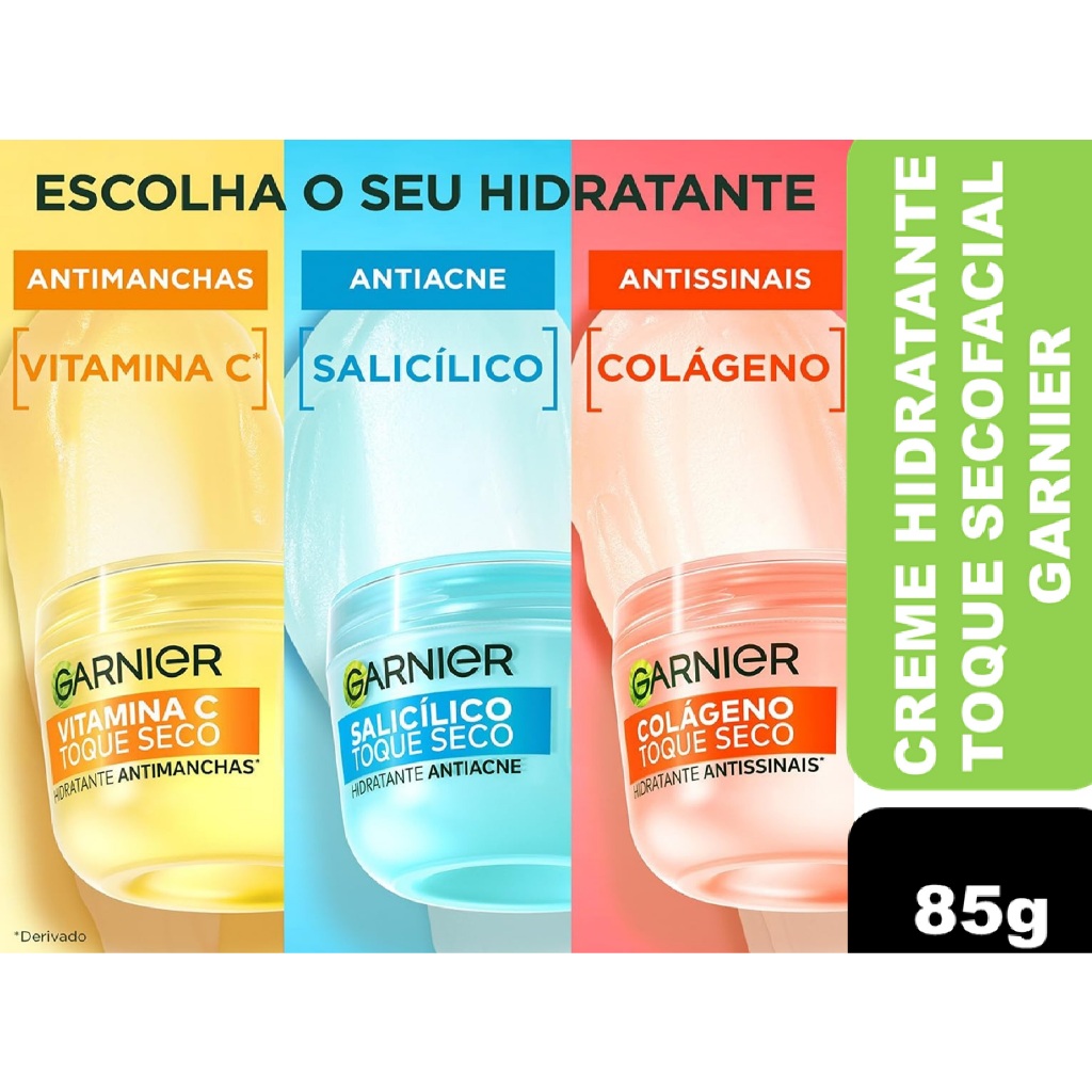 Kit 03un Hidratante Facial Garnier Toque Seco 85g (escolha o tipo ...