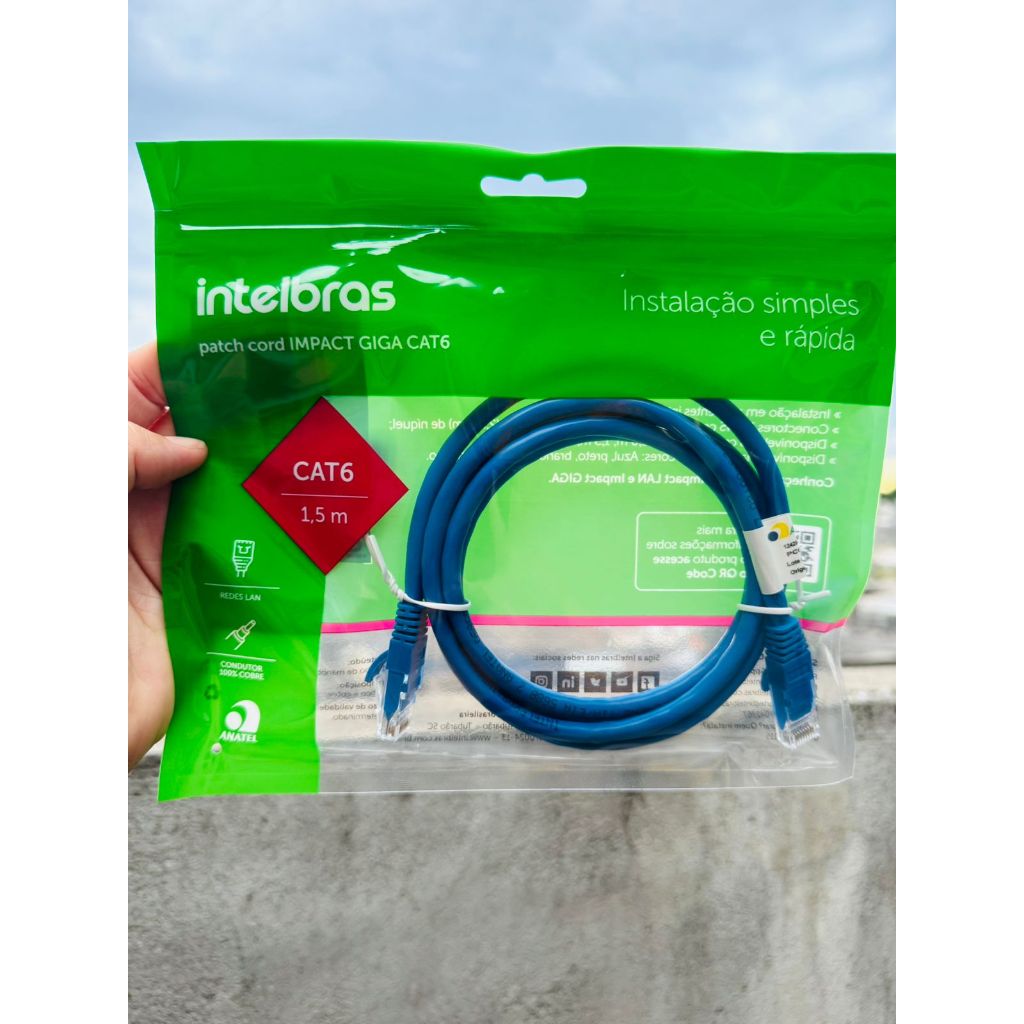 Cabo de Rede Patch Cord Impact Giga UTP Intelbras CAT6 Azul 1,0M | Shopee Brasil