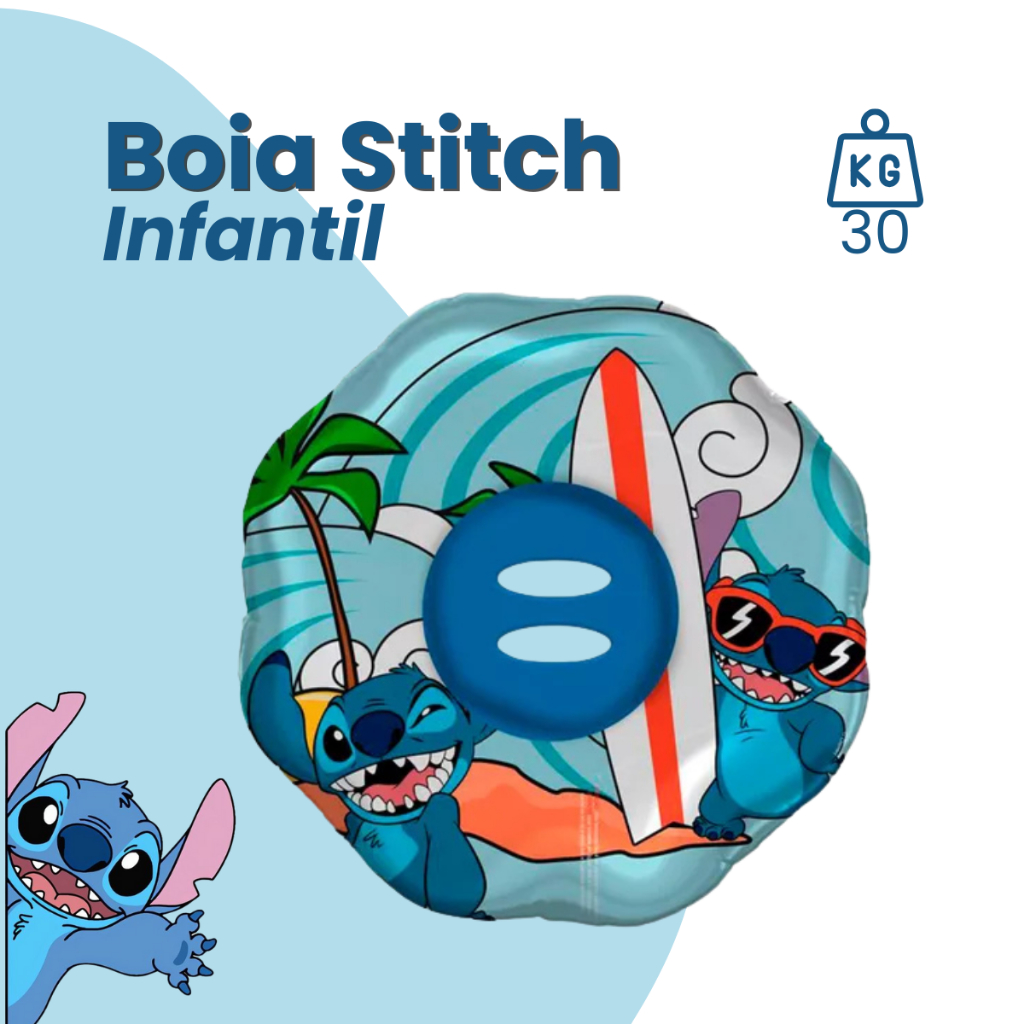 Boia Lilo Stitch Infantil Com Fralda Stitch 30kg Para Piscina Praia ...
