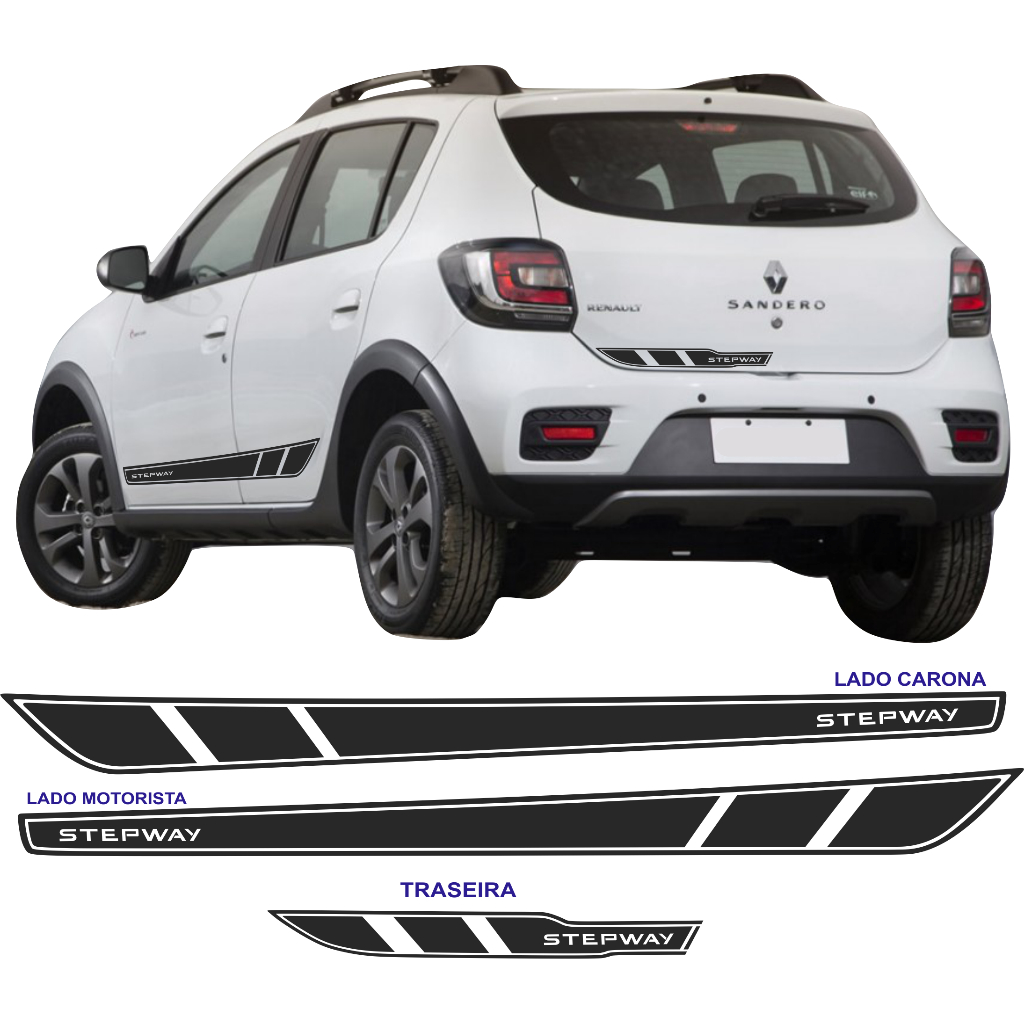 renault sandero STEPWAY adesivos lateral e traseira kit | Shopee Brasil