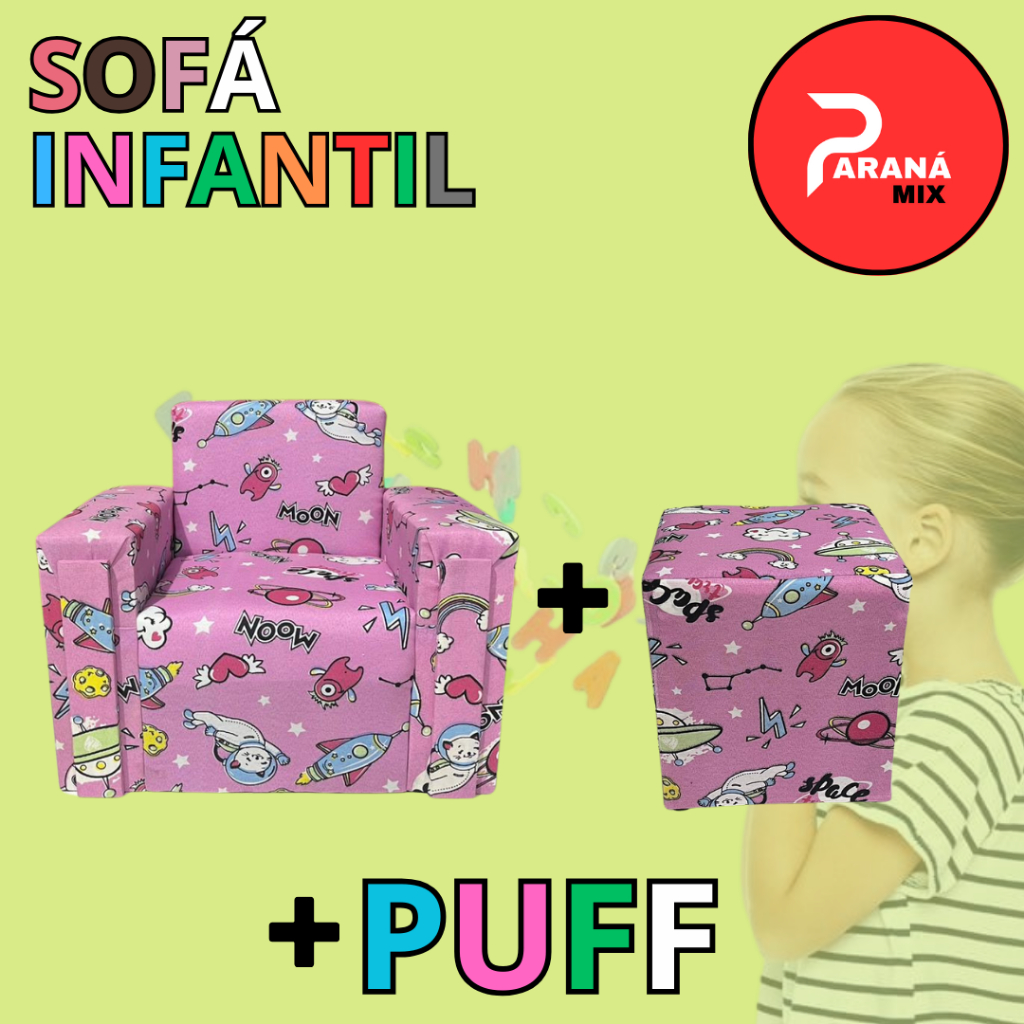 kit sofá infantil + puff estofado fofo - PROMOÇÃO | Shopee Brasil