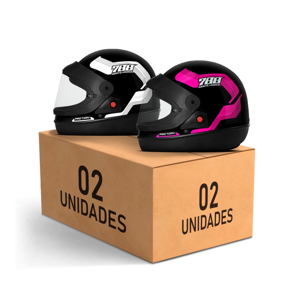 Kit Capacete Moto Masculino e Feminino Integral Pro Tork Sport Moto 788 ...