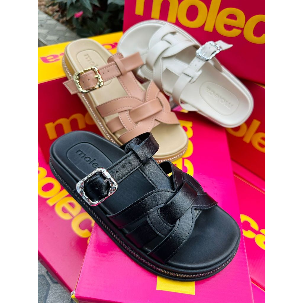 Sandália Feminina Papete Fivela Regulável Moleca Original | Shopee Brasil