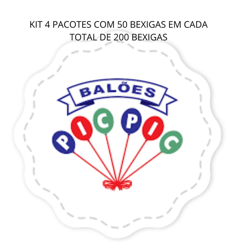BALÃO BEXIGA Nº9 PIC PIC KIT DE 4 PACOTES COM 50 BEXIGAS EM CADA ...