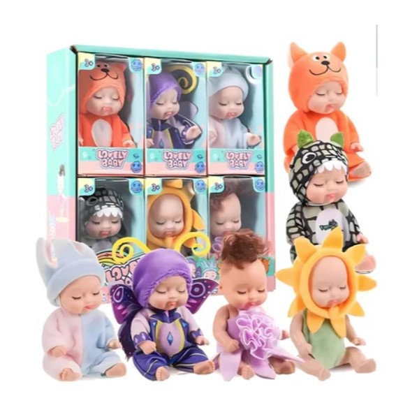 Kit Com 6 Mini Bonecas Bebe Reborn 11cm Realismo Miniatura | Shopee Brasil