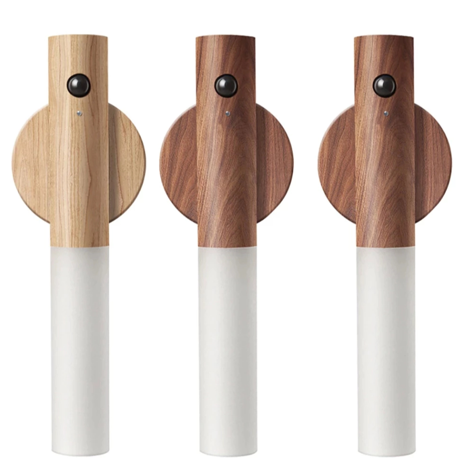 Luz De Presença Automática LED Noturna Magnética De Madeira Sensor De ...