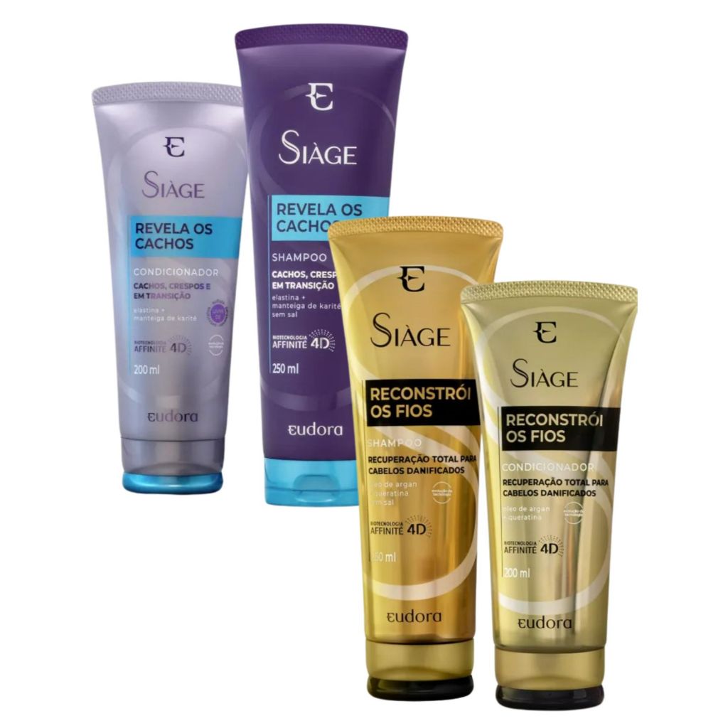 Kit Sàge Shampoo 250ml + Condicionador 200ml Reconstrói os Fios ...