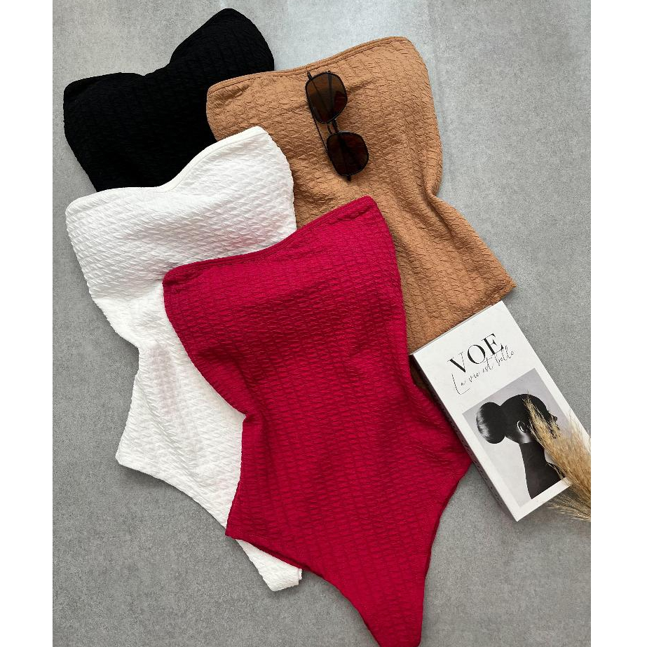 body feminino tomara que caia reto cavado com bojo bory bore bubble ...