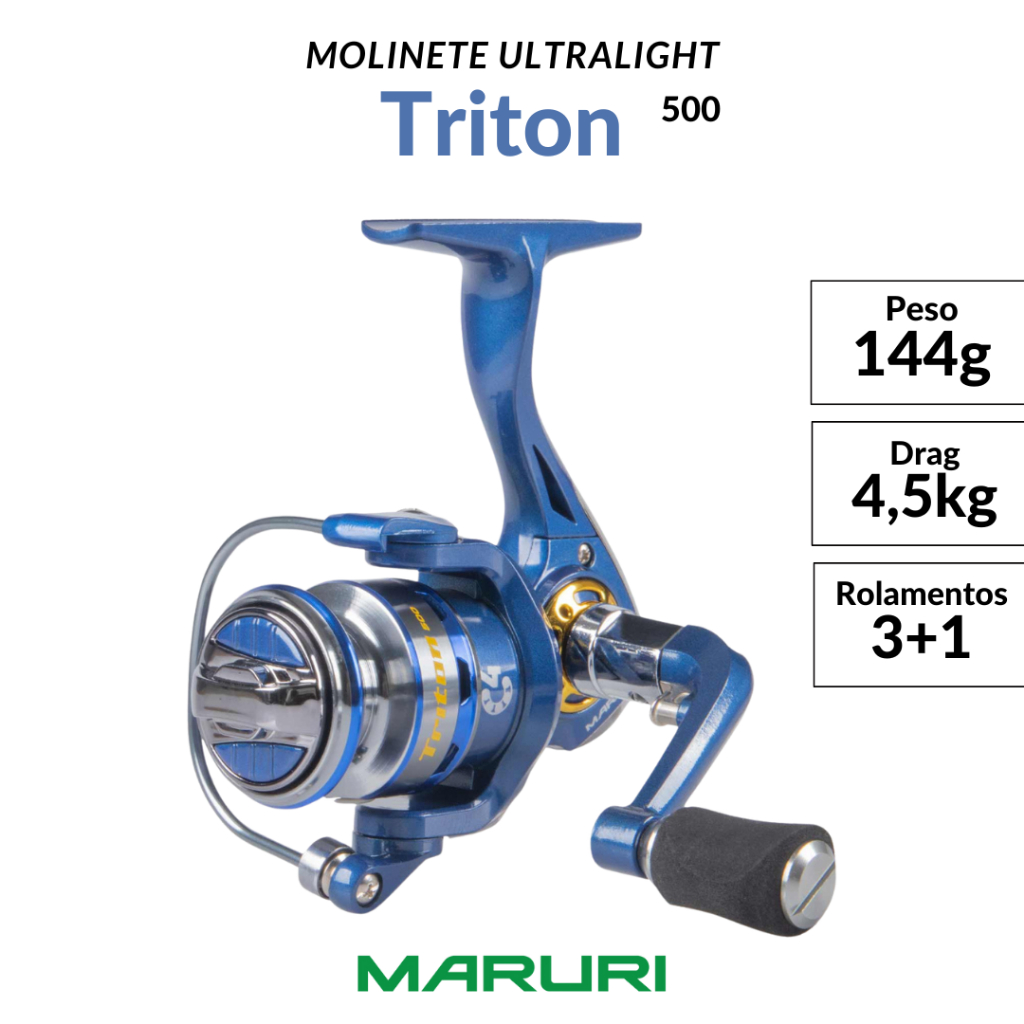 Molinete Maruri Micro Triton 500 Aluminio 4 Rols Ultralight 4.4:1 | Shopee Brasil