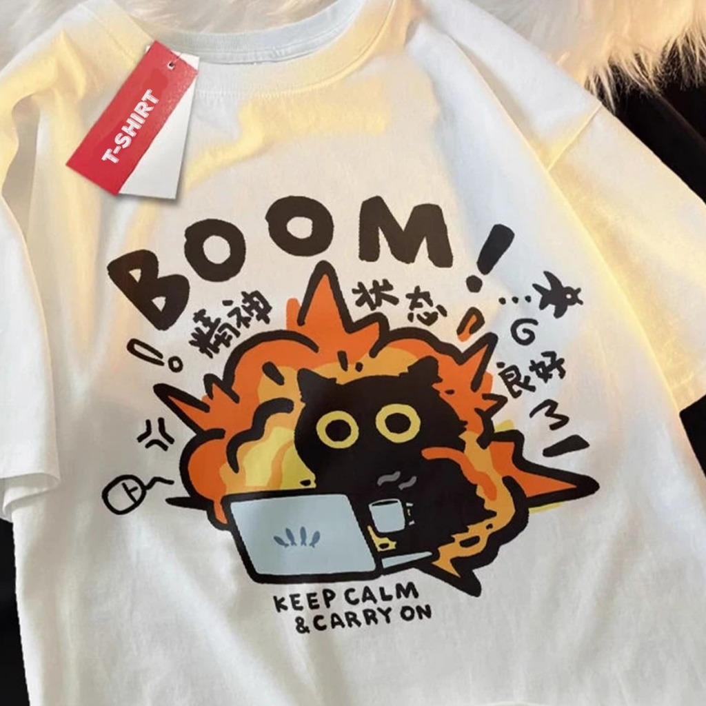 Camiseta Unissex Unissex Cat Boom Aesthetic | Shopee Brasil