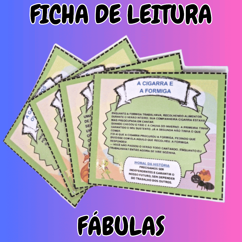 Ficha de Leitura - Fábulas - Material Pedagógico - Produto Plastificado | Shopee Brasil