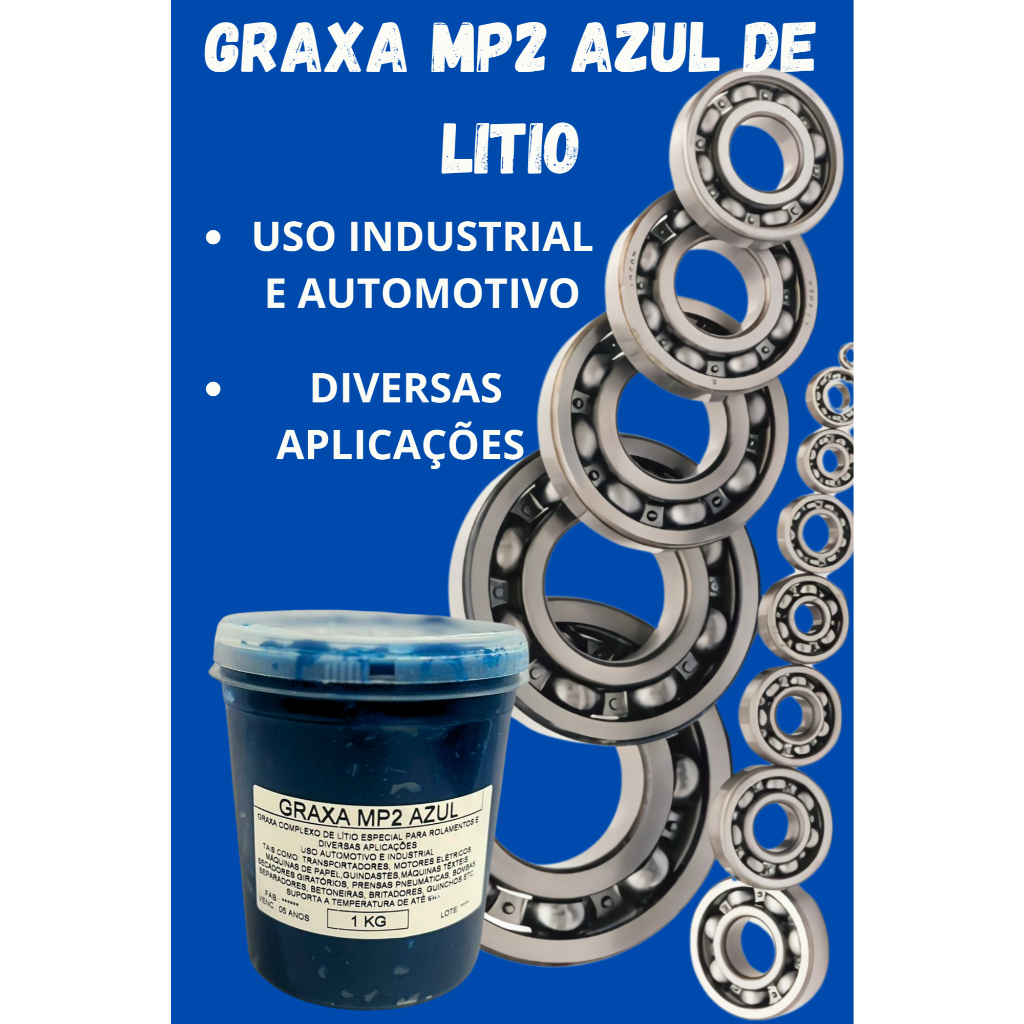 GRAXA MP2 DE LITIO AZUL PARA ROLAMENTOS E MANCAIS MULTIUSO 1KG | Shopee ...