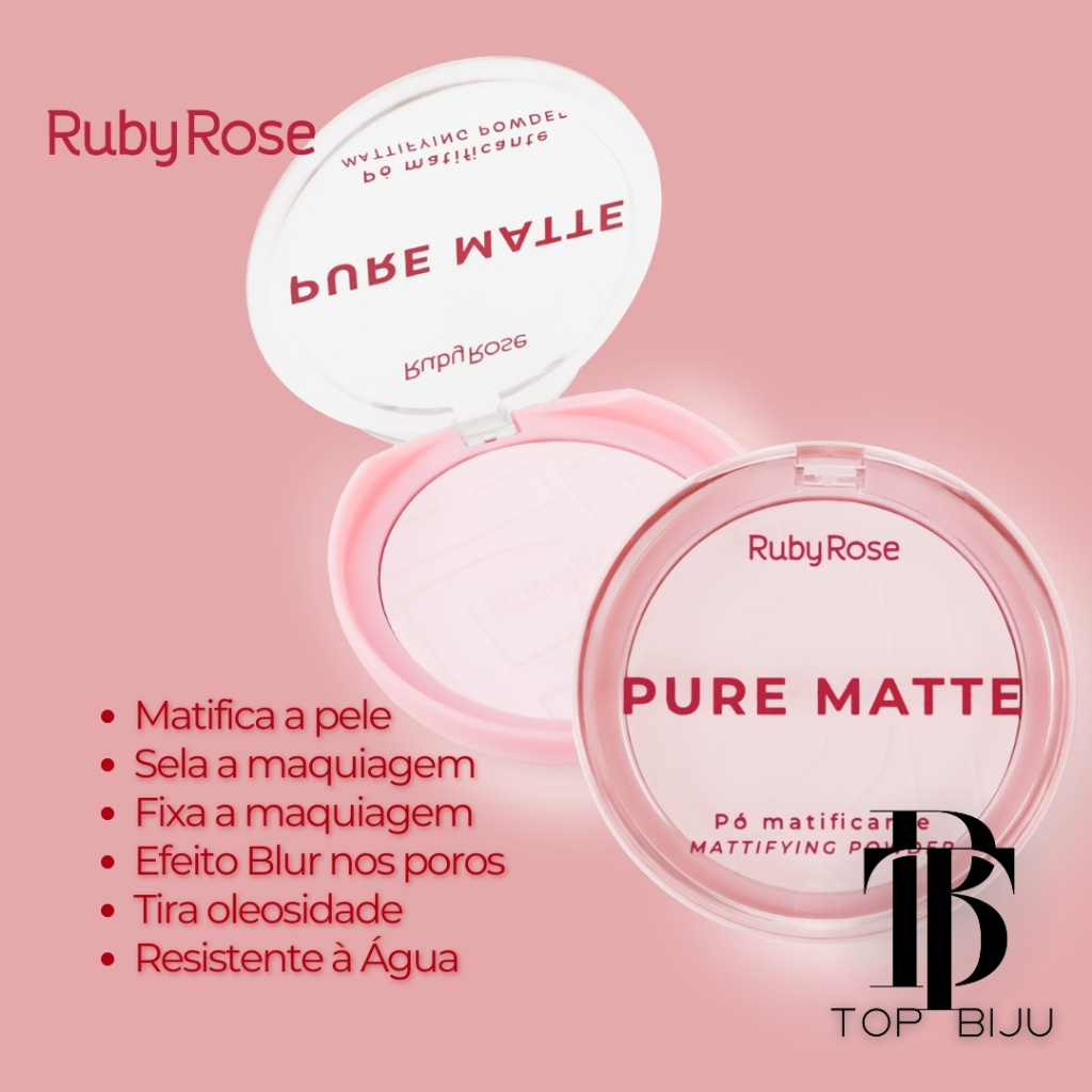 Pó Matificante Translucido Pure Matte Invisimatte Linha Rosa Controle de Oleosidade - Ruby Rose ...