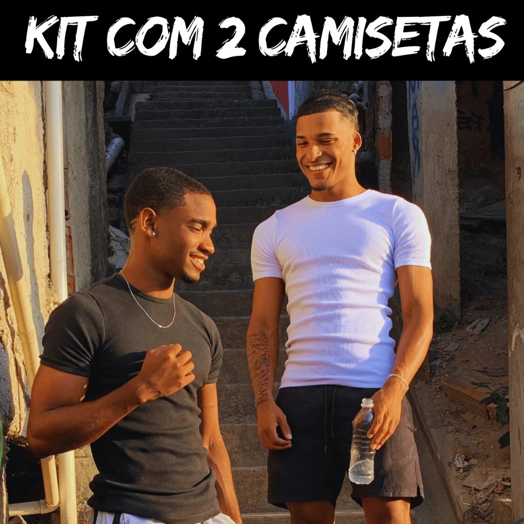 Kit 2 Camiseta Canelada Masculina Estilo Ribana | Americano Slim Estilo ...