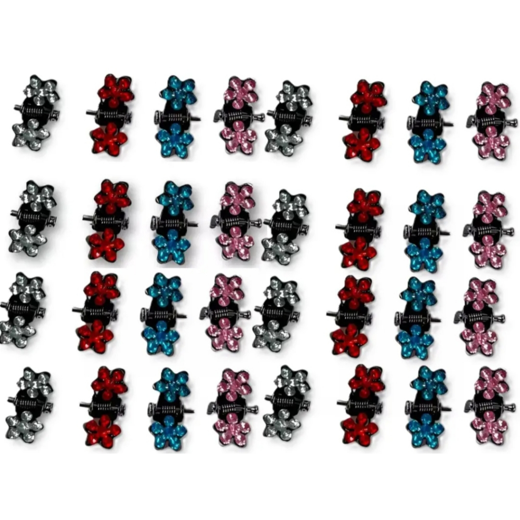 Kit 80 Mini Piranhas Presilhas Coloridas com Flor Prendedor de Cabelo ...