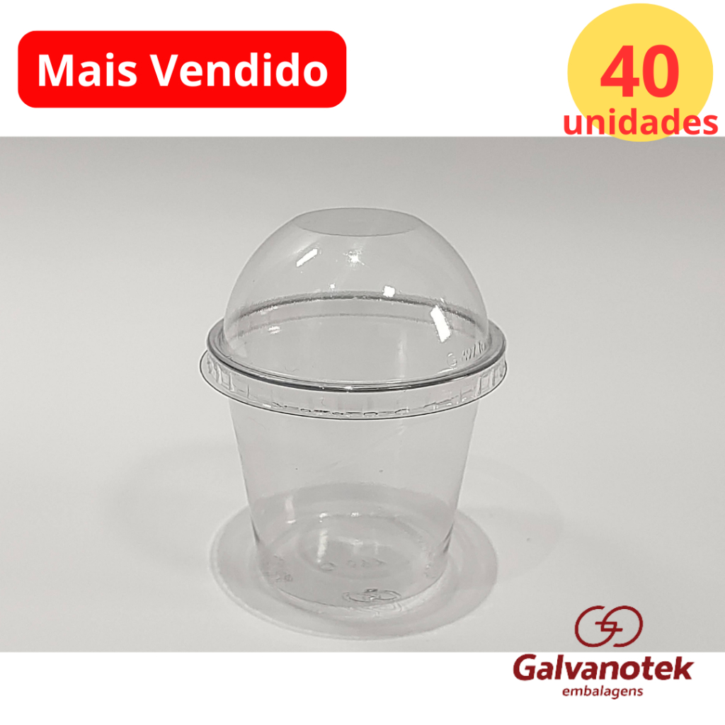 40 Unid Mini Copo 60ml + 40 Unid Tampa Bolha Sem Furo Brigadeiro de Colher - Galvanotek G 697 ...