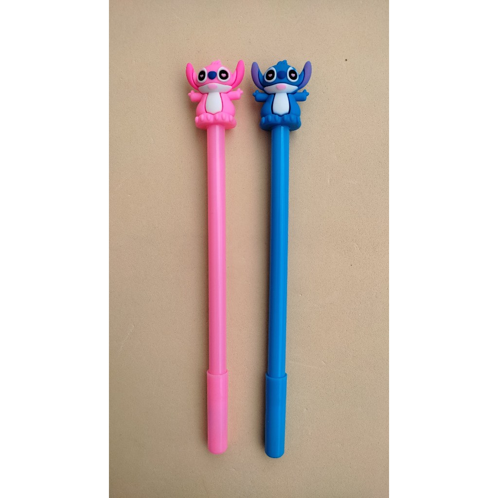 Caneta Esferográfica Ponta fina Fofa Criativa Angel e Stitch Azul e ...