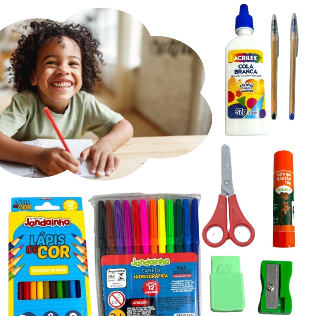 Kit Material Escolar Básico Completo com 31 Itens Essenciais para ...