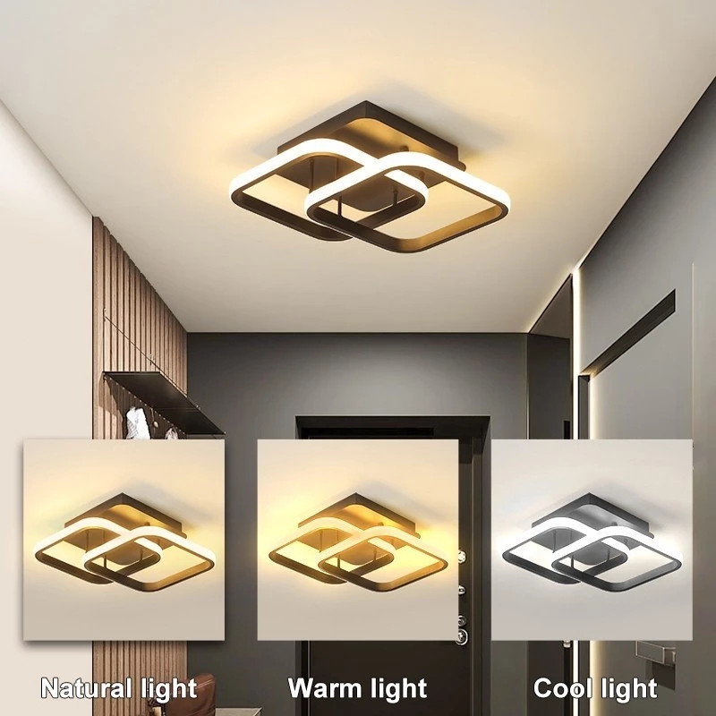 Luminária de teto moderna de LED com 3 cores para corredor varanda e ...