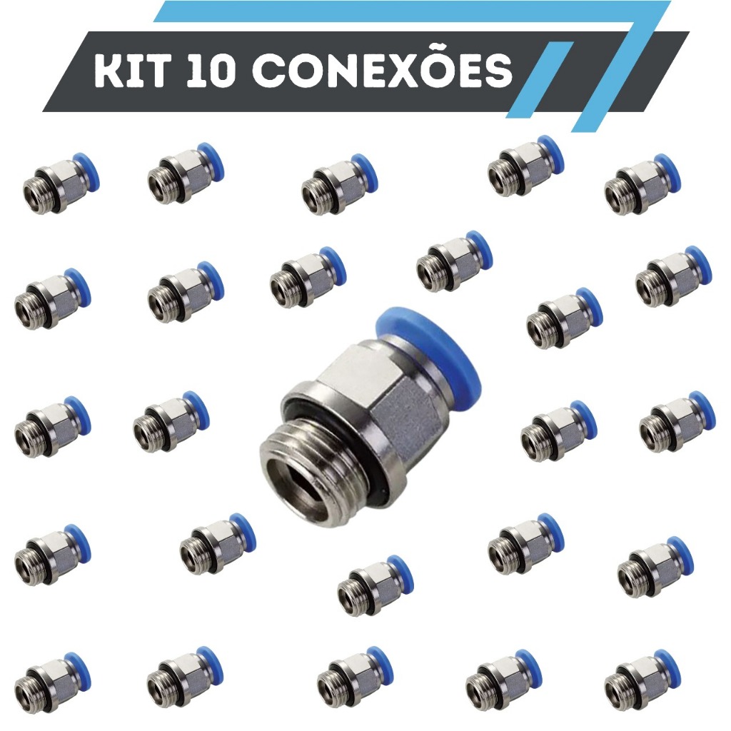 Conexão Reta Pneumática Macho 1/4 X Tubo 6mm Bsp kit 10 unidades | Shopee Brasil