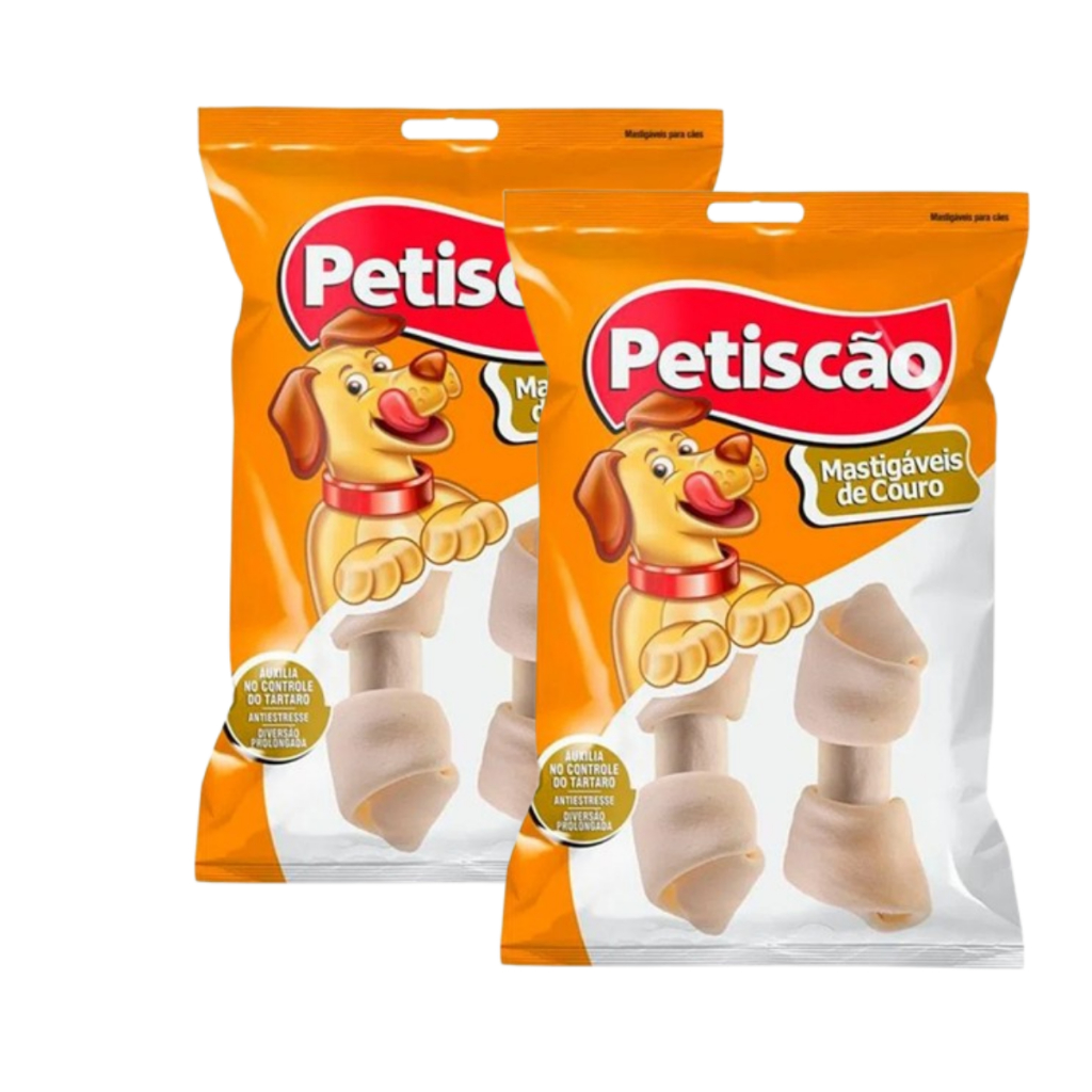 Osso Nó Petiscão Mastigavéis de couro Para cachorros 4un | Shopee Brasil