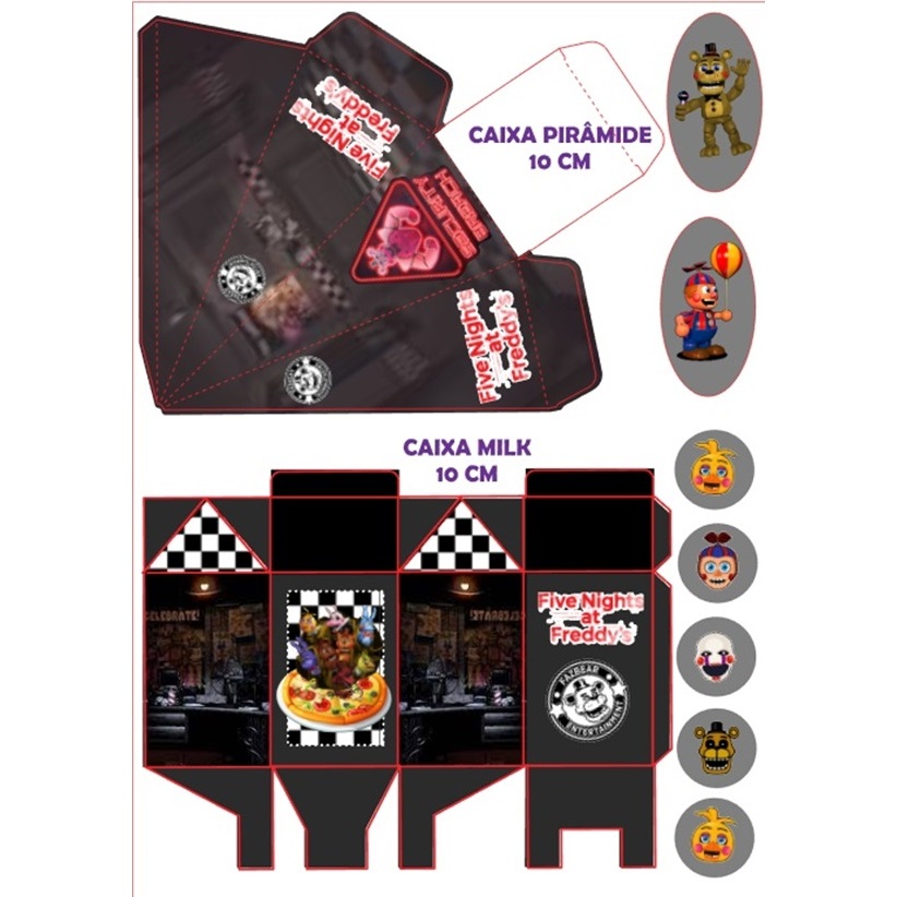 kIT PEGUE E MONTE 110 ITENS FESTA PERSONALIZADA FIVE NIGHTS FNAF ...