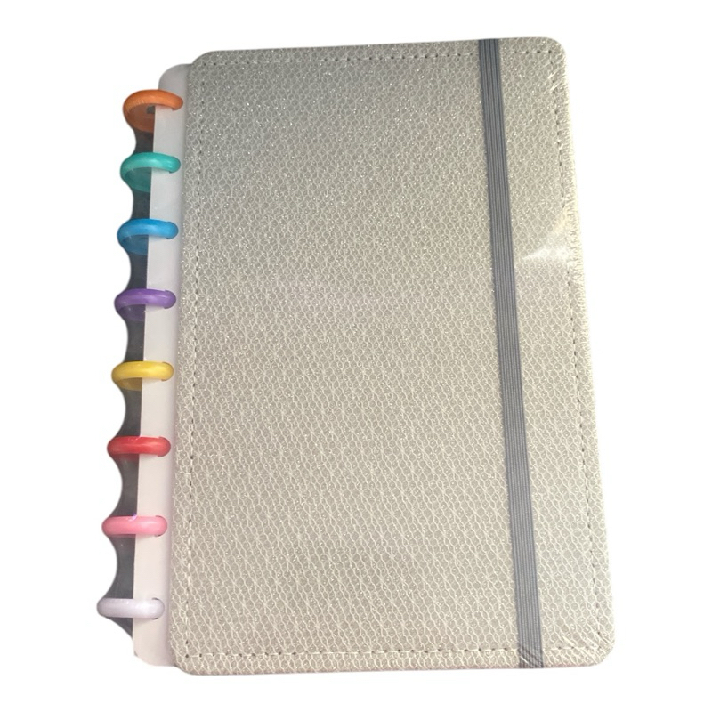 Caderno Argolado Inteligente, 8 argolas, 80 folhas, Prata com Gliter ...