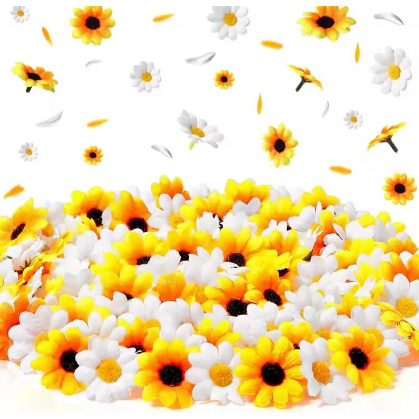 Kit Cabeça Flor de Mini Margarida ou Mini Girassol Artificial 50 Unid ...