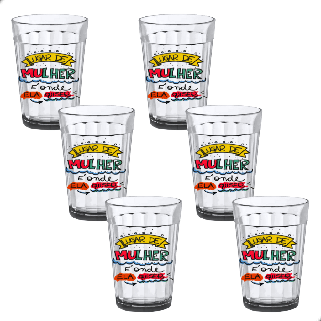Copo Nadir Jogo 6 copos americano de Vidro 190 ml Decorado Dia das Mulheres Mãe Mulher | Shopee ...