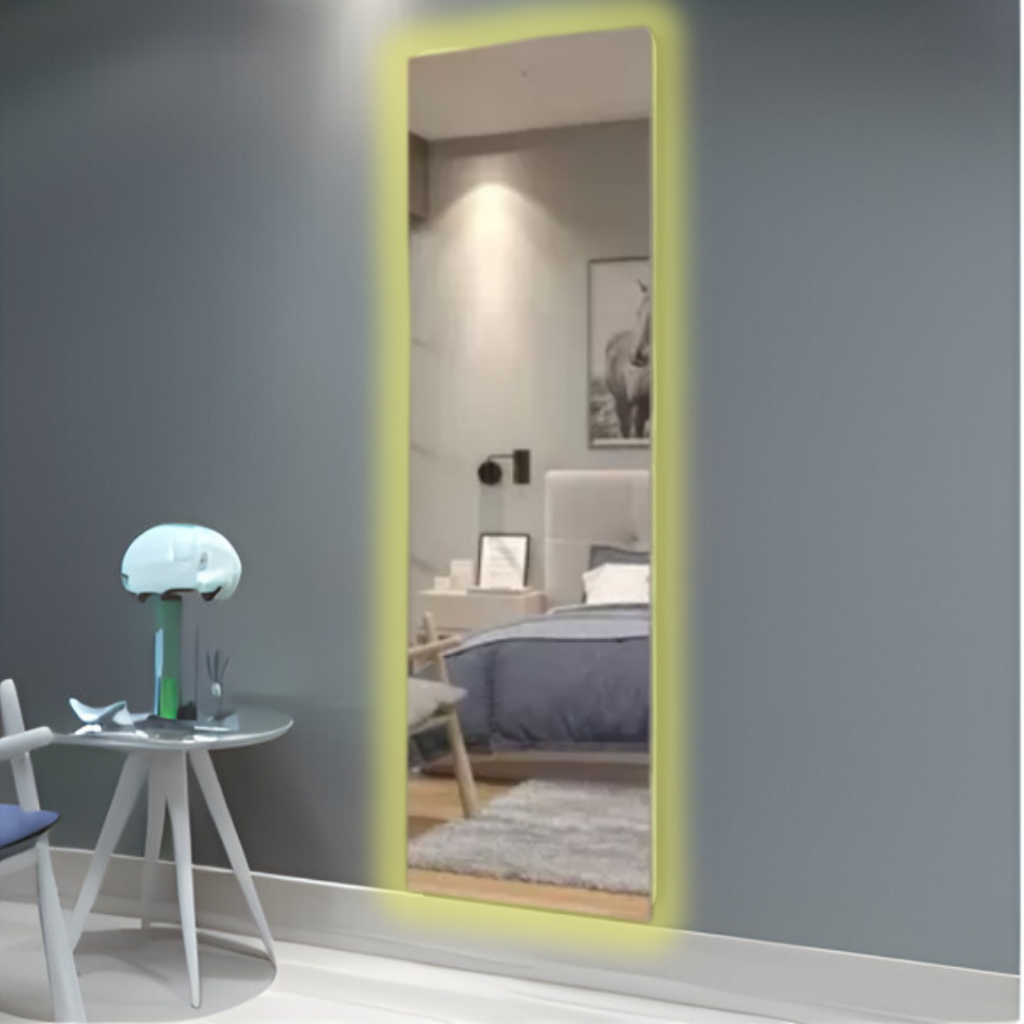Espelho Grande Com Led Gigante Retangular Corpo Inteiro Luz Branco Ou ...