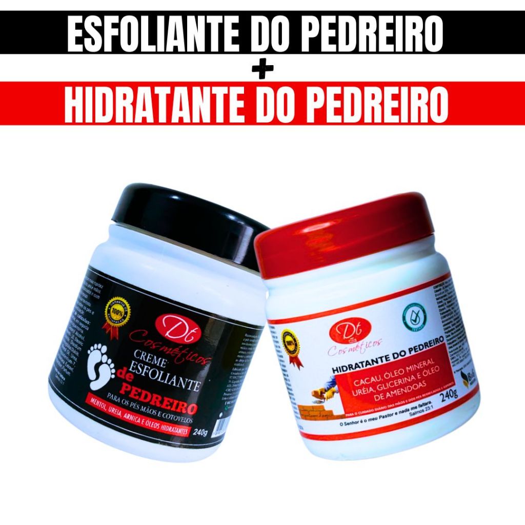 Kit Spa dos Pés 1 Esfoliante de Pedreiro + 1 Hidratante do Pedreiro com Ureia Glicerina Óleo de ...