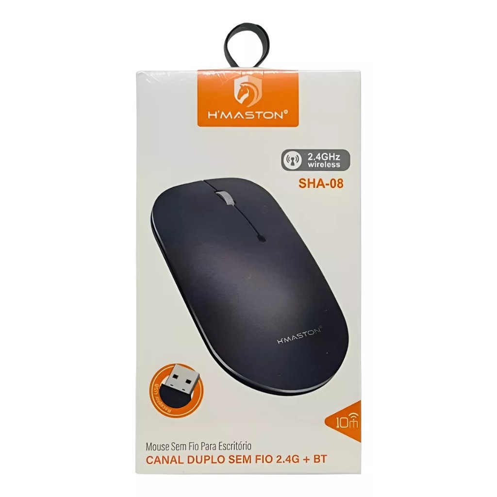 Mouse Óptico 2.4g Sem Fio Sha08 Hmaston Bluetooth Wireless Cor Preto ...