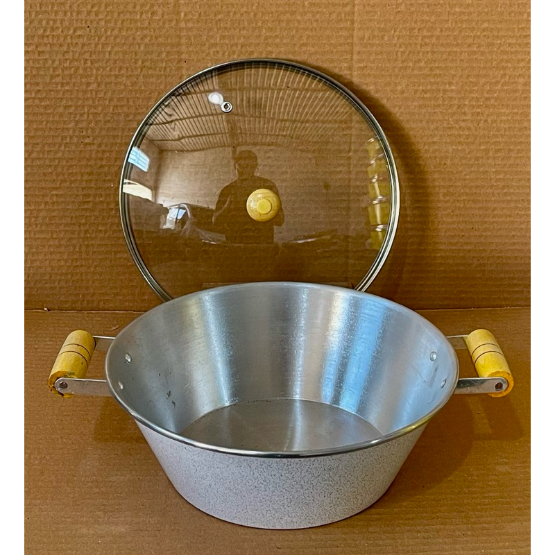 Tacho Branco Panela de Alumínio Tampa de Vidro Para Frituras Caldos ...