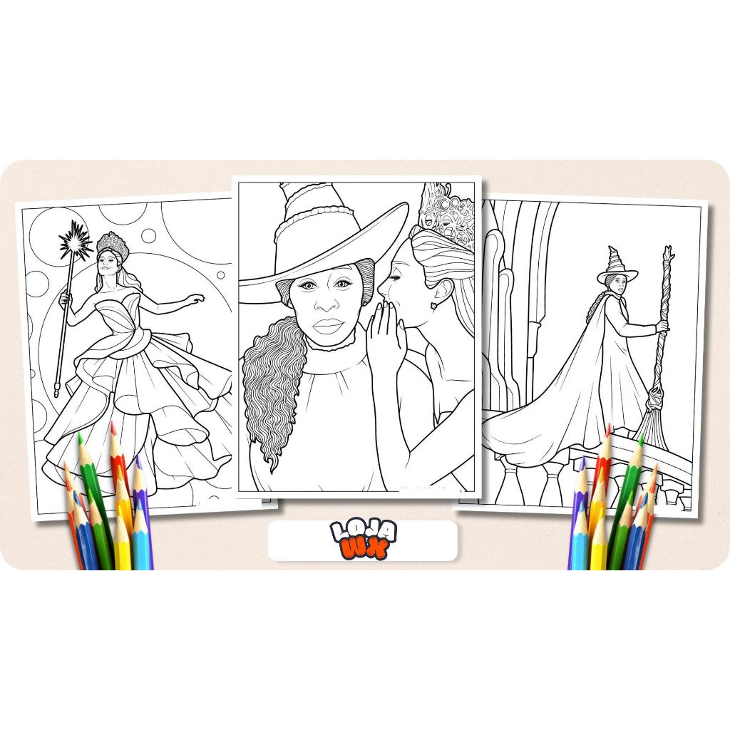 Kit 24 Desenhos Wicked para Pintar e Colorir - A4 75g Folhas Soltas ...