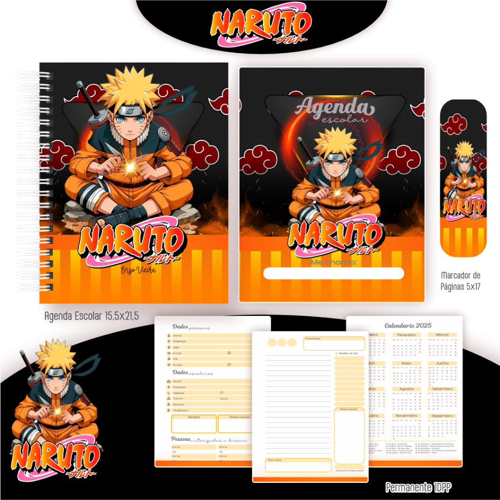 Caderno A5 personalizado NARUTO - Caderno escolar personalizado ...