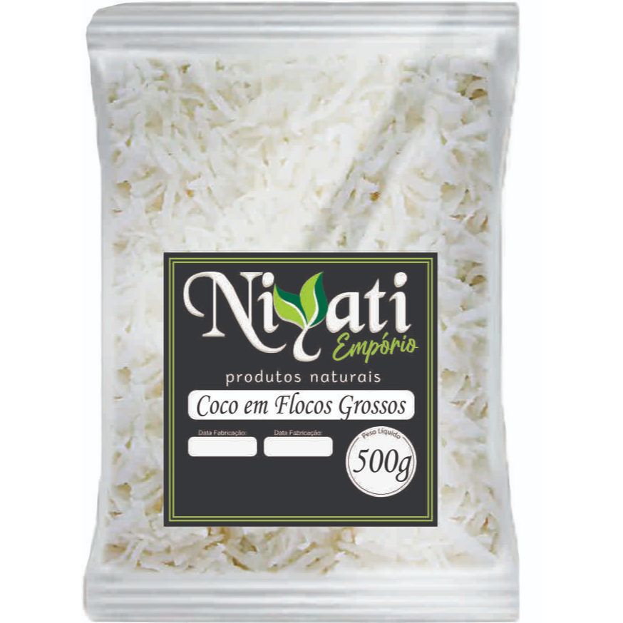 Coco Ralado em Flocos Grossos 100% Natural SEM Açucar 500g | Shopee Brasil