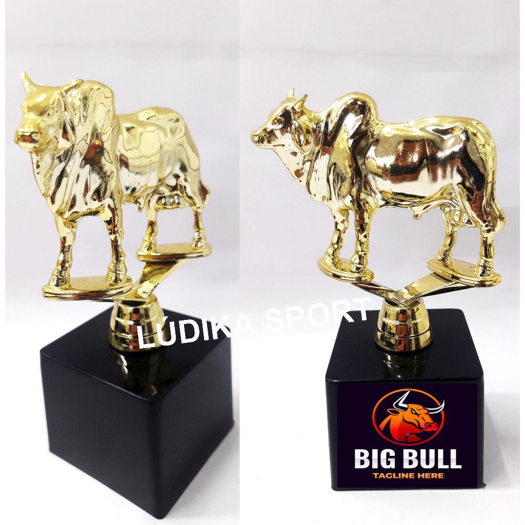 Troféu Boi 14,5cm Ouro BL1 {Personalizo} Touro Mecânico Expo Brabo ...