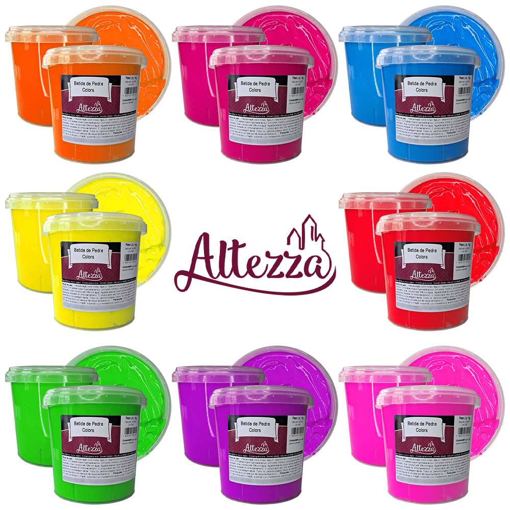 Batida De Pedra Cores Neon 1kg Altezza Tinta Emborrachada - Para Caixa ...