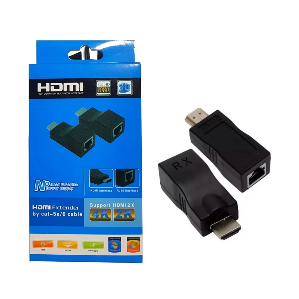 Extensor HDMI 30 Metros Via 1 Cabo Rede Rj45 Cat6e/6 Cobre | Shopee Brasil