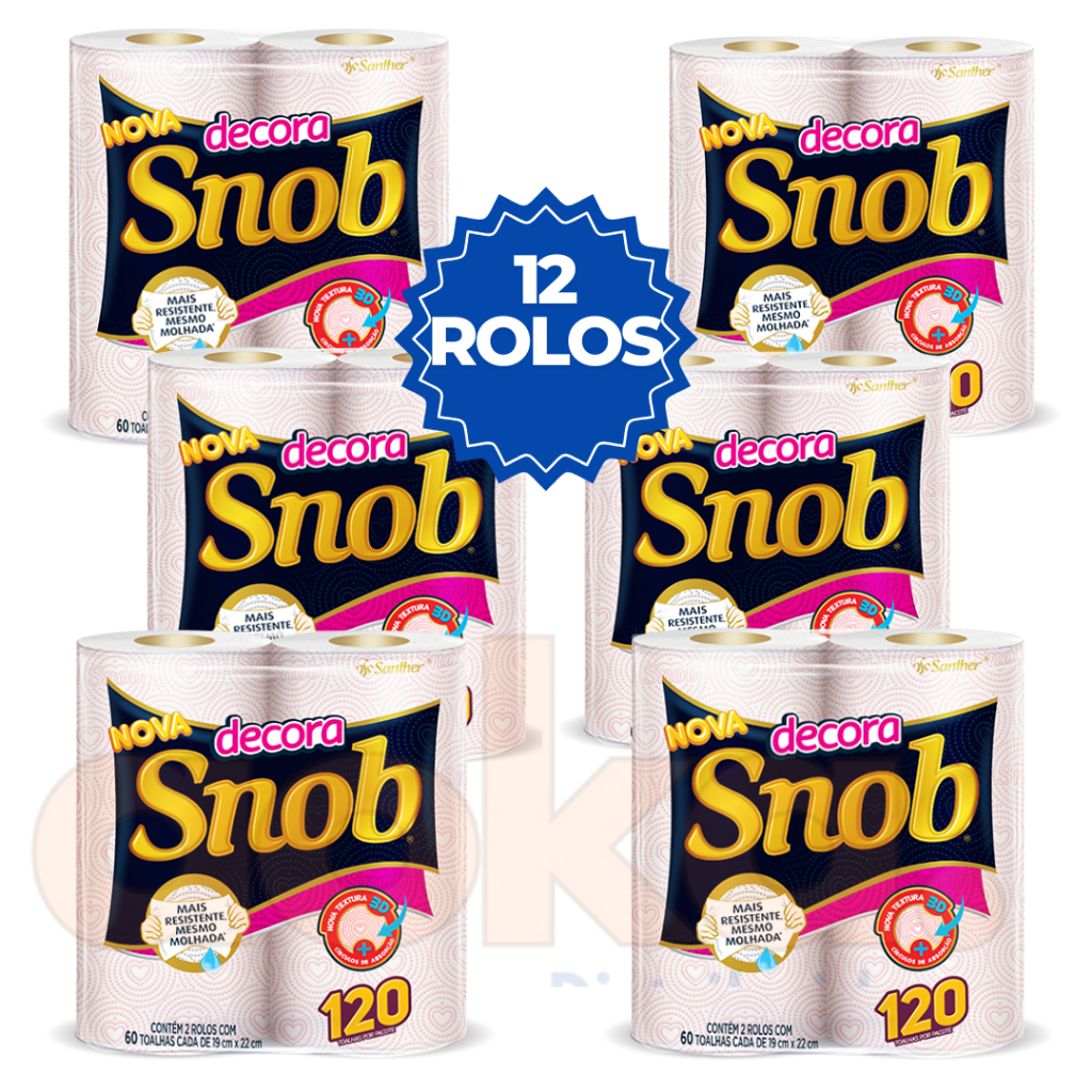 12 Rolos Papel Toalha Snob Decor 2x60 | Shopee Brasil