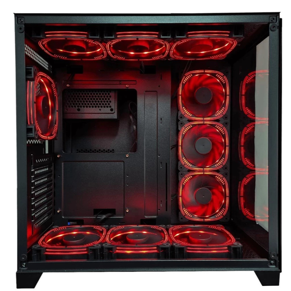 Gabinete gamer SuperFrame Cube black mid tower | vidro temperado, ATX, com 10 fans ARGB | Shopee ...