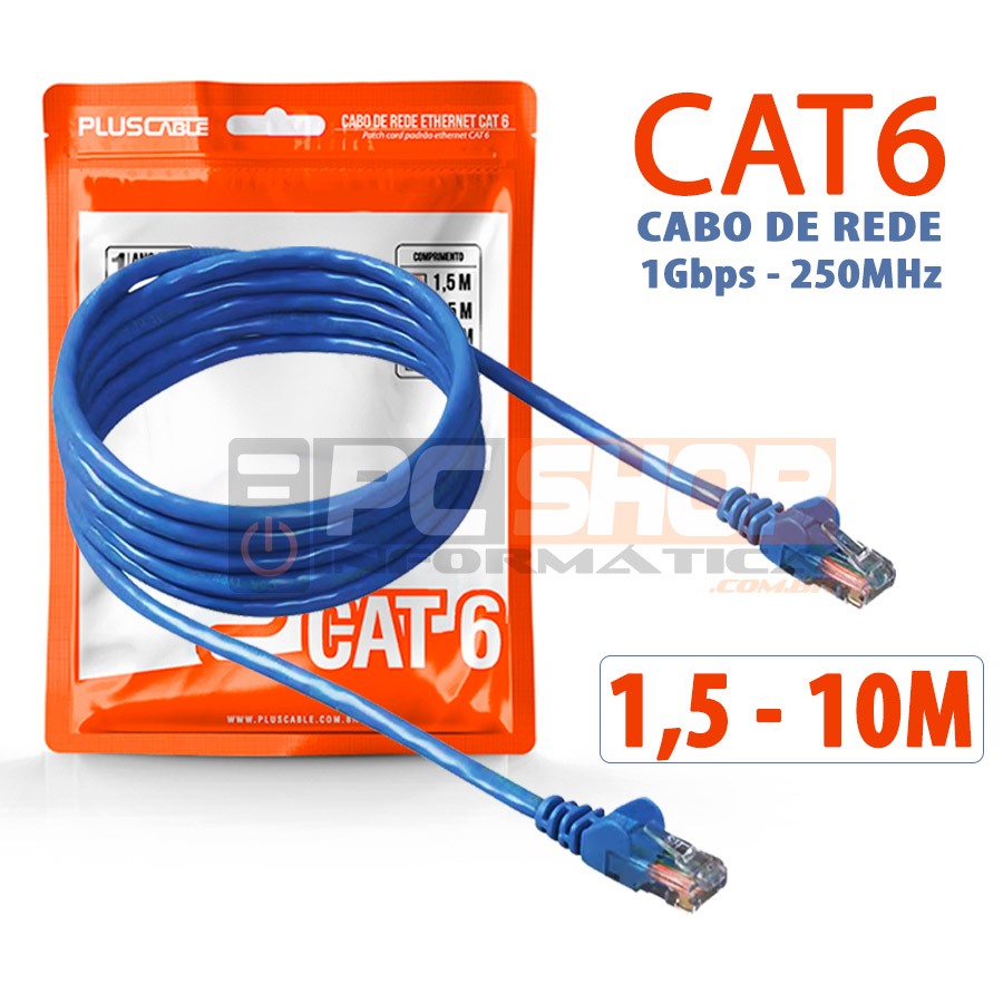 Cabo De Rede Cat6 Reforçado Lan Internet Azul Gigabit Rj45 Alta ...