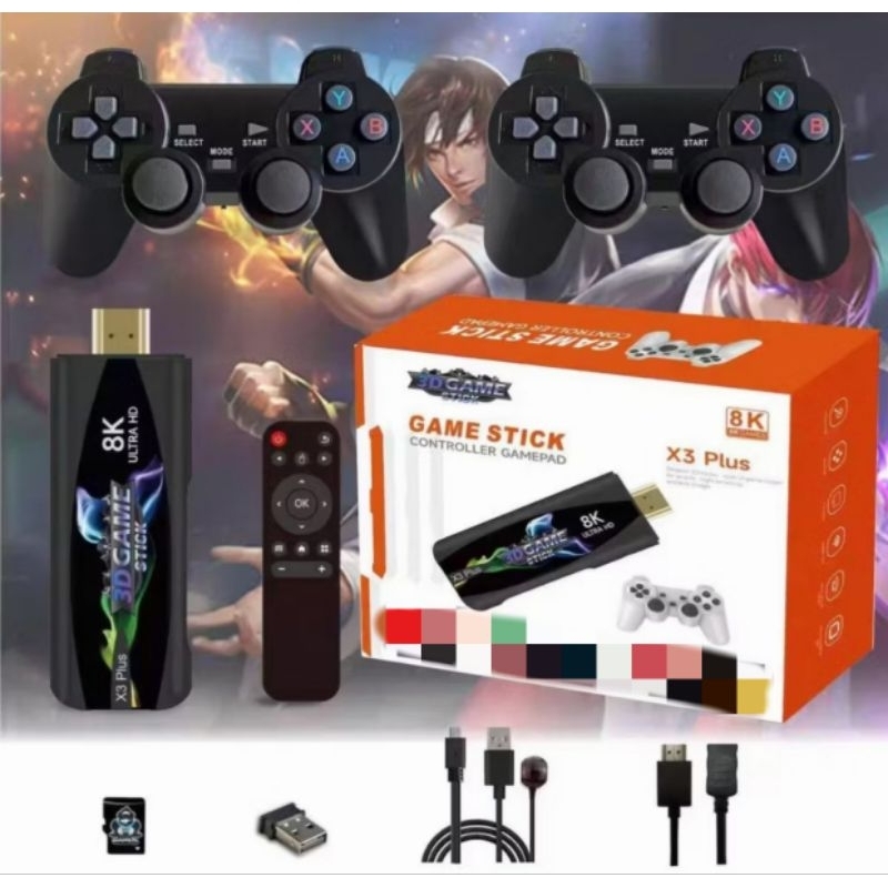 Console Game Stick X3 Pro Ultra HD 8K 64GB com 2 Controles Sem Fio ...